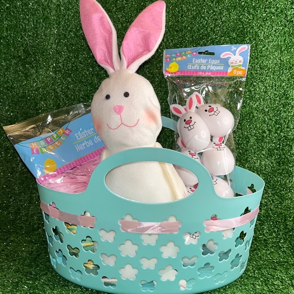 Holiday | Butterfly And Flower Mint Green Easter Basket With Bunny ...